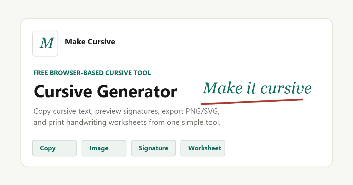Cursive Practice Sheets - Printable Writing Guide